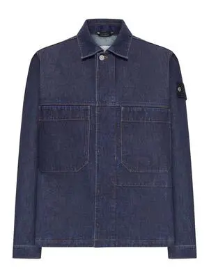 Stone Island Denim Outwear With Patch Pockets - Blue