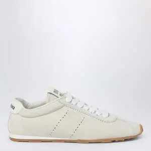 Miu Miu Plume Sneakers In Suede - White