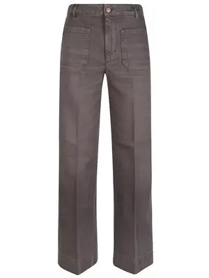 Victoria Beckham Victoria Beckham Women Jeans Alina A Gamba Ampia In Grigio Fossile Gray