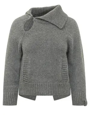 Victoria Beckham Maglione In Lana Con Collo Asimmetrico - Gray