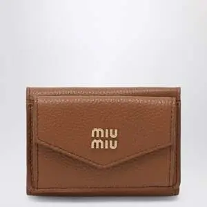 Miu Miu Small Cognac Leather Wallet - Brown