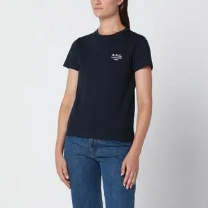 A.p.c. Dark Cotton T-shirt With Embroidery - Blue