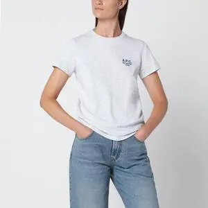 A.p.c. Cotton T-shirt With Embroidery - Gray