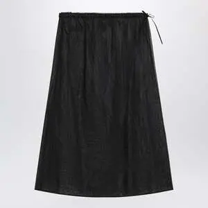 Prada Midi Skirt In Cotton Organdy - Black