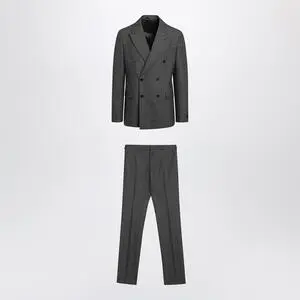 Prada Ebony Double-breasted Suit In Virgin Wool - Brown