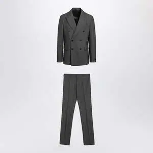 Prada Ebony Double-breasted Suit In Virgin Wool - Brown