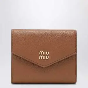 Miu Miu Small Cognac Calfskin Wallet - Brown