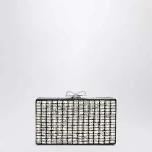 SELF-PORTRAIT Crystal Mesh Clutch Bag - Silver