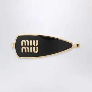 Miu Miu Enameled Metal Clip - Black