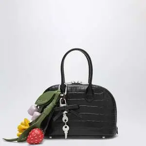 SELF-PORTRAIT Mini Bowling Bag In Embossed Leather