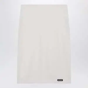 Miu Miu Pencil Skirt In Stretch Poplin, Talc - White