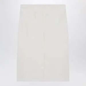 Miu Miu Pencil Skirt In Stretch Poplin, Talc - White
