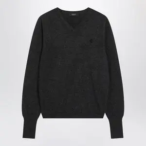 Gucci Dark Grey Cashmere V-neck Sweater - Gray