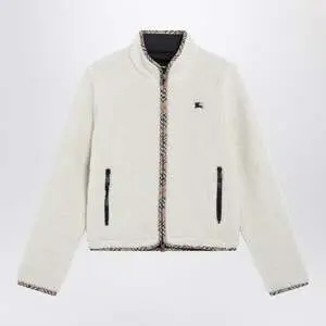 Burberry Cropped Jacket In Wool And Cashmere Blend - White