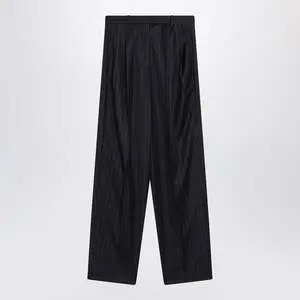 Givenchy Navy Pinstripe Wool Trousers - Blue