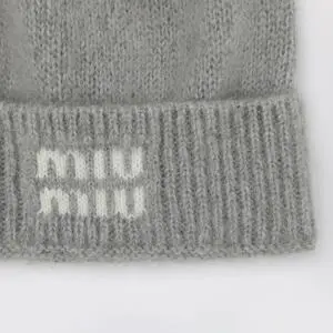 Miu Miu Beanie In Mohair Blend, Grey - Gray