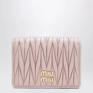 Miu Miu Miu Miu Compact Wallet In Matelasse Nappa Leather, Alabaster Women Pink