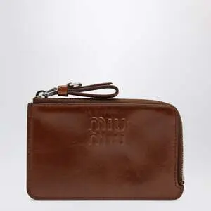Miu Miu Miu Miu Rosewood Envelope Card Holder In Calfskin Women Brown