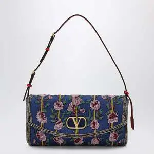 Valentino Garavani Vlogo Signature Bag With Beaded Embroidery - Blue