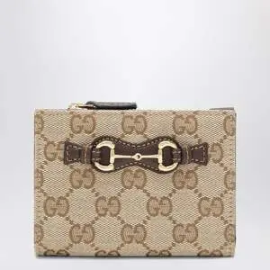 Gucci Small Wallet With Gg Fabric Horsebit - Cream