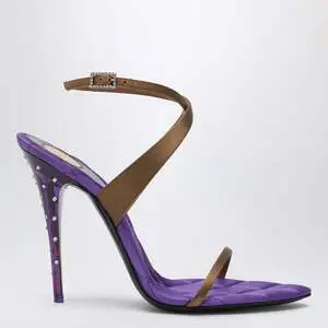 Saint Laurent Cognac-colored Ivresse Sandals In Crãªpe Satin - Brown
