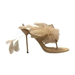 Paris Texas Wmns Lidia Feather Thong Mule 'honey - Tan