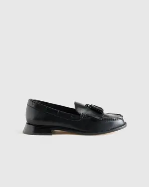 Quince Italian Leather Tassel Loafer - Black