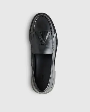 Quince Italian Leather Tassel Loafer - Black