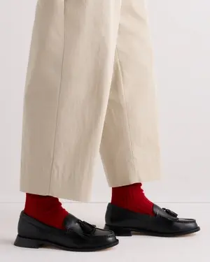 Quince Italian Leather Tassel Loafer - Black