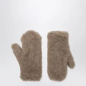 Max Mara Max Mara Dark Beige Teddy Gloves Women Brown