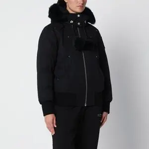 Moose Knuckles Debbie Original Hooded Bomber Jacket - Black