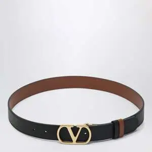 Valentino Garavani Vlogo Signature Calfskin Reversible Belt - Black