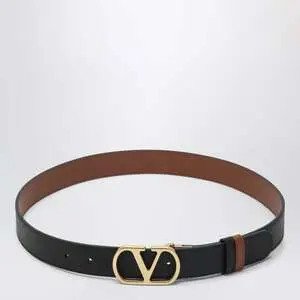 Valentino Garavani Vlogo Signature Calfskin Reversible Belt - Black