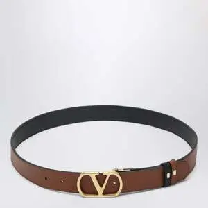 Valentino Garavani Vlogo Signature Calfskin Reversible Belt - Black