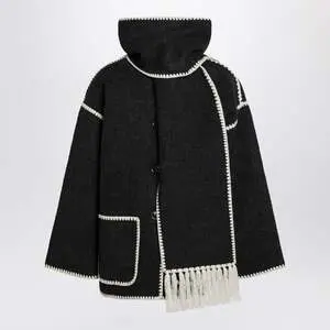 TOTEME Dark Grey Melange Jacket With Scarf - Gray