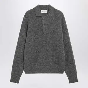 AMI PARIS Charcoal Wool And Alpaca Polo Shirt - Gray