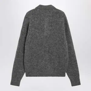 AMI Paris Charcoal Wool And Alpaca Polo Shirt