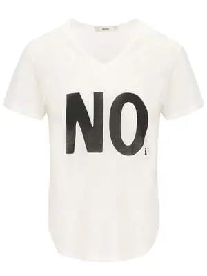 Fendi T-shirt In Jersey Avorio Con Stampa Noi - White