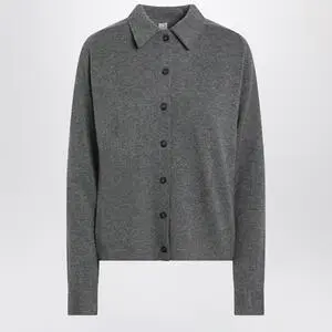 TOTEME Dark Grey Melange Cashmere Cardigan - Gray