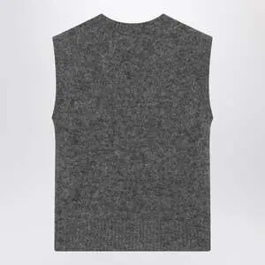 AMI Paris Vest Grey Melange In Alpaca And Wool Blend