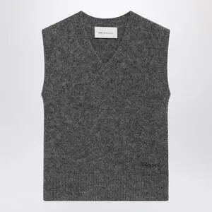 AMI Paris Vest Grey Melange In Alpaca And Wool Blend - Gray