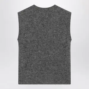 AMI Paris Vest Grey Melange In Alpaca And Wool Blend - Gray