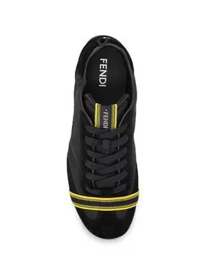 Fendi Wrap Low-top Sneakers In Suede And Fabric - Black