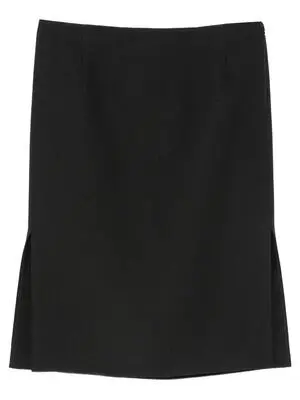 Fendi Gonna Tubino In Lana E Seta - Black