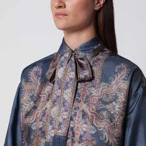 Zimmermann Valiant Relaxed Navy Silk Shirt
