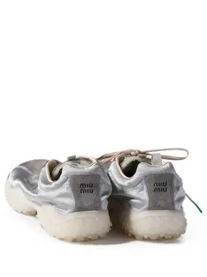 Miu Miu Nylon And Suede Sneakers - Gray