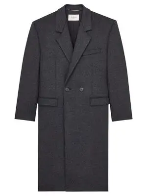 Saint Laurent Cappotto In Feltro Di Lana Pettinata Double-face