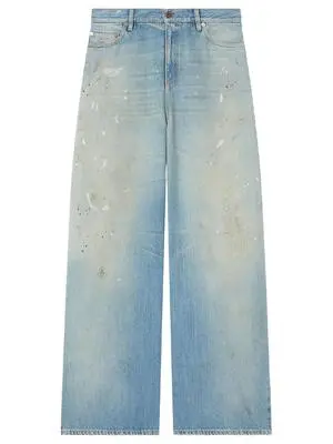GOLDEN GOOSE Jeans In Denim Azzurro Con Logo Ricamato Golden - Blue