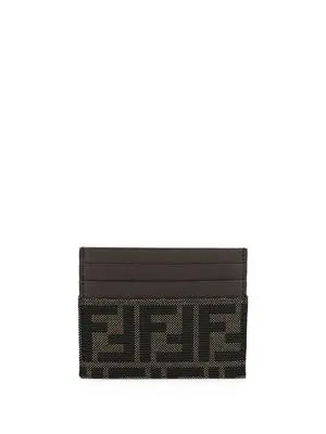 Fendi Portacarte Ff Jacquard Zucca E Pelle - Brown
