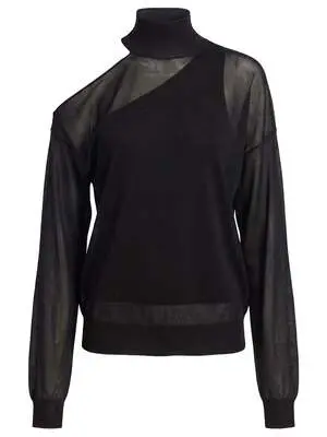 Fendi Maglia In Organza Di Seta Nera - Black